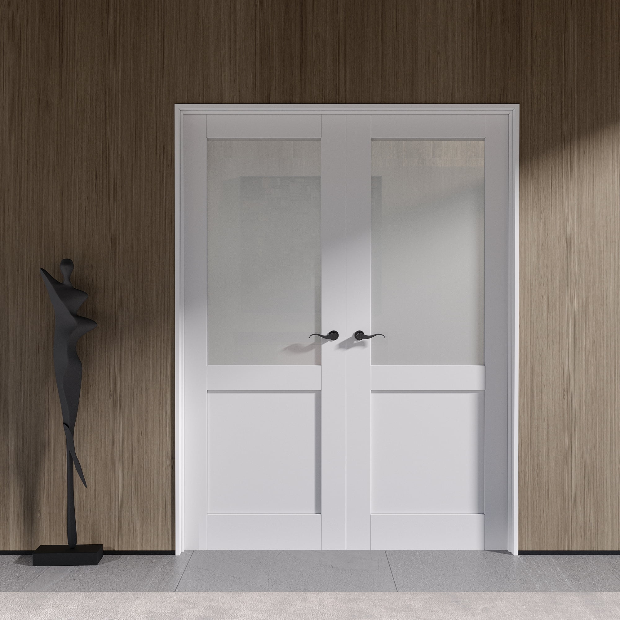 64" X 80" French Doors Frosted Half Glass Solid Core Interior Pantry ...