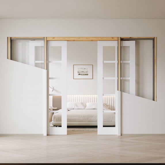 64" X 80" Interior Pocket Door 10-Lite Clear Glass Sliding Pocket Door ...