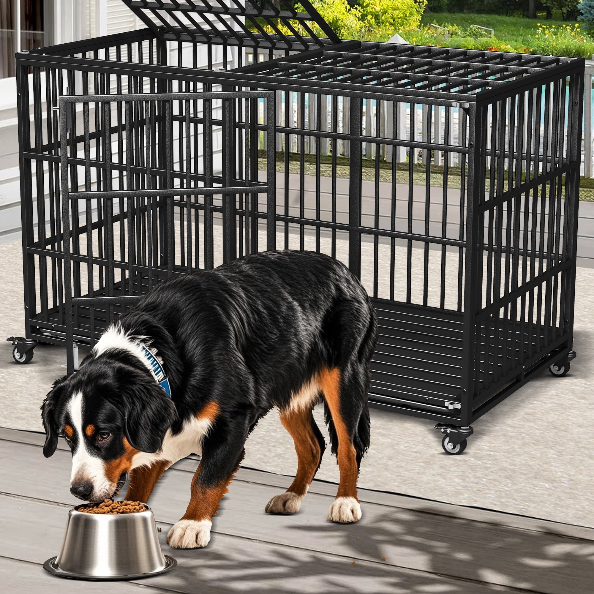 64 inch Extra Large Heavy Duty Dog Crate, Indestructible Dog Cage with ...