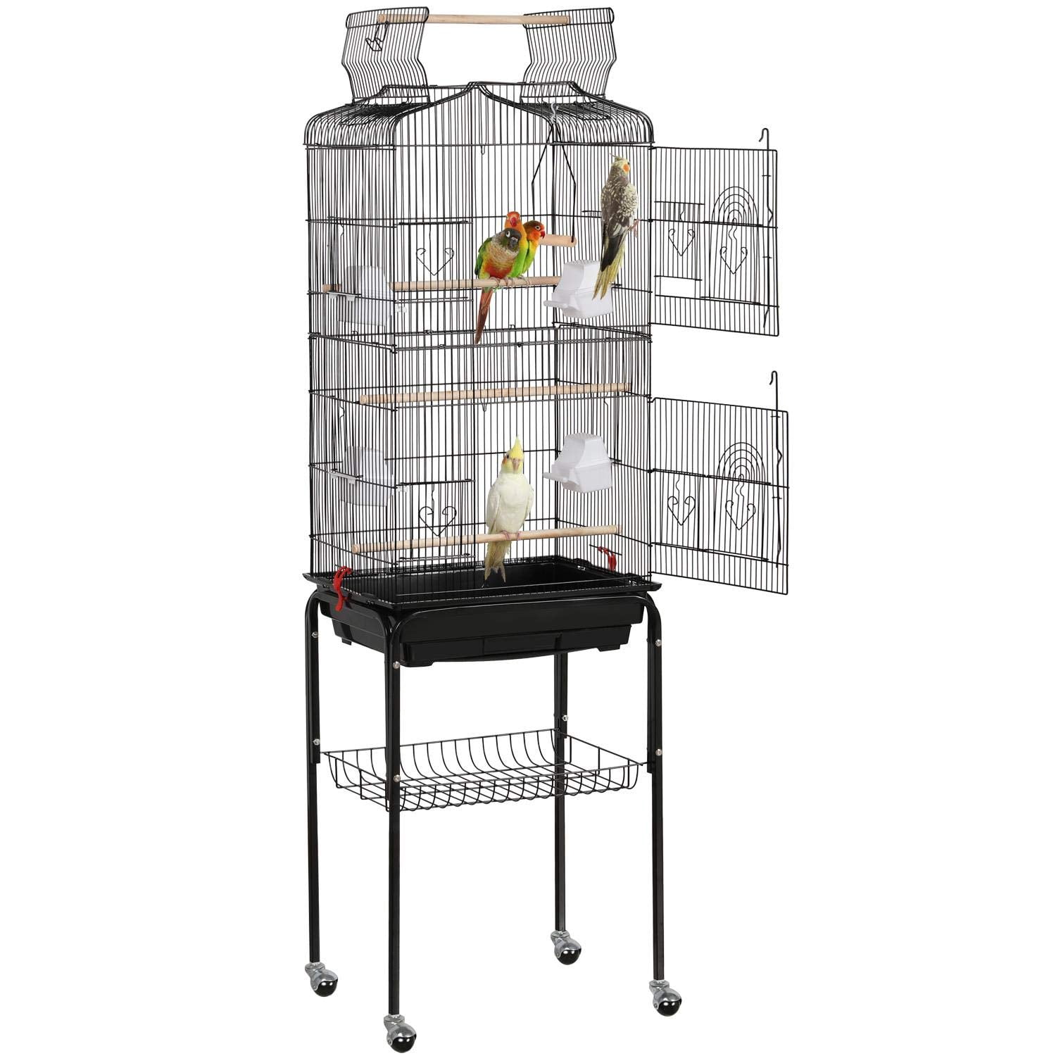 64-inch Play Open Top Medium Small Bird Cage with Detachable Rolling ...