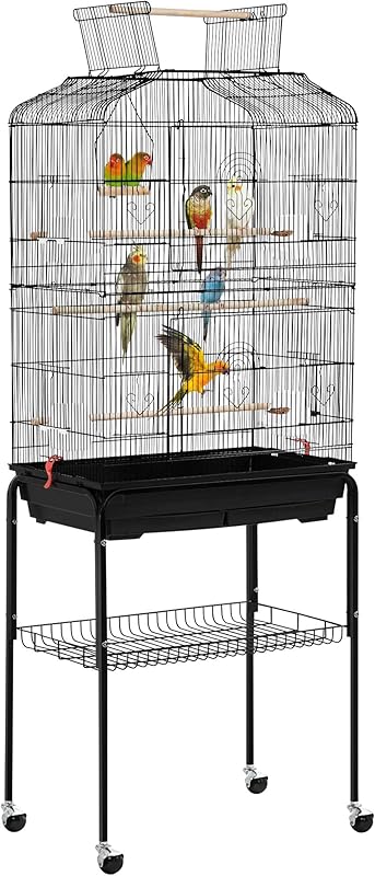 64-inch Play Open Top Medium Small Bird Cage with Detachable Rolling ...