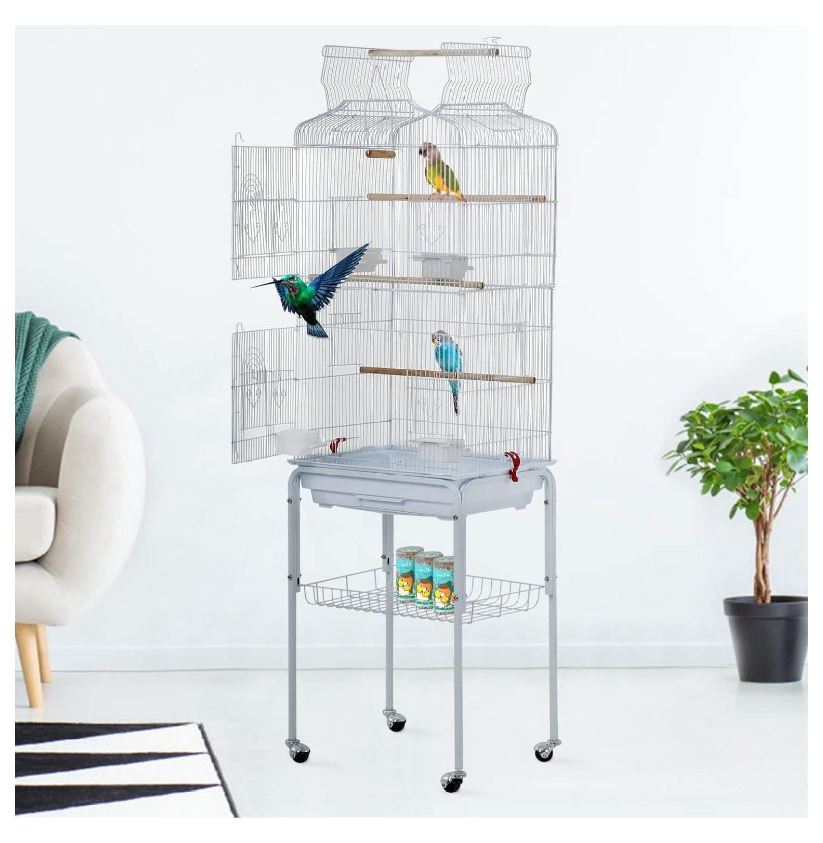 64 inch Wrought Iron Cage for Parakeets Medium Small Parrots Parakeet ...