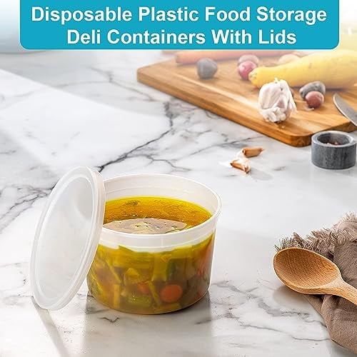 64 oz Deli Plastic Food Storage Containers with Lids – 12 Sets ...