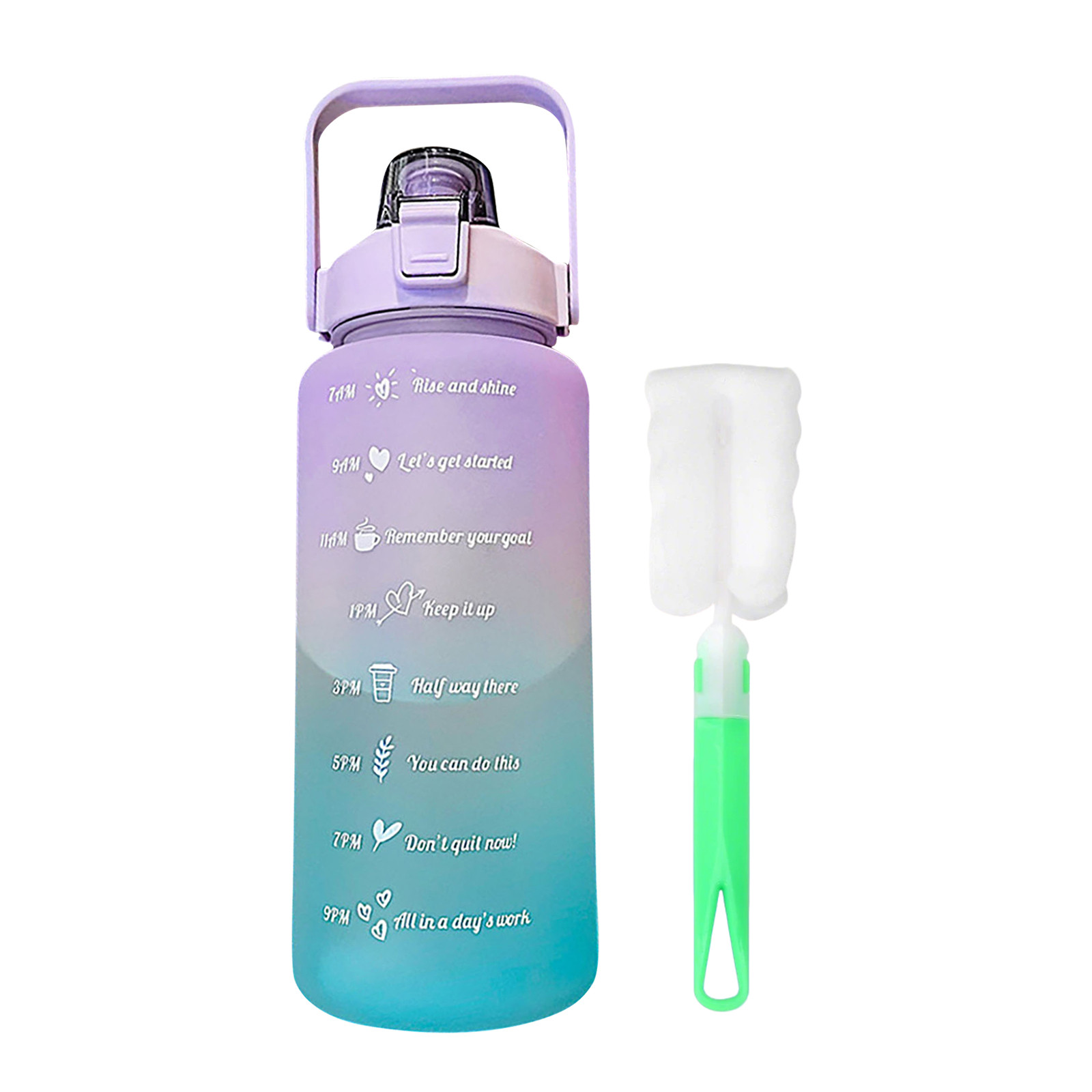 64 oz Drinking Water Bottle with Times to Drink and Straw, Motivational ...