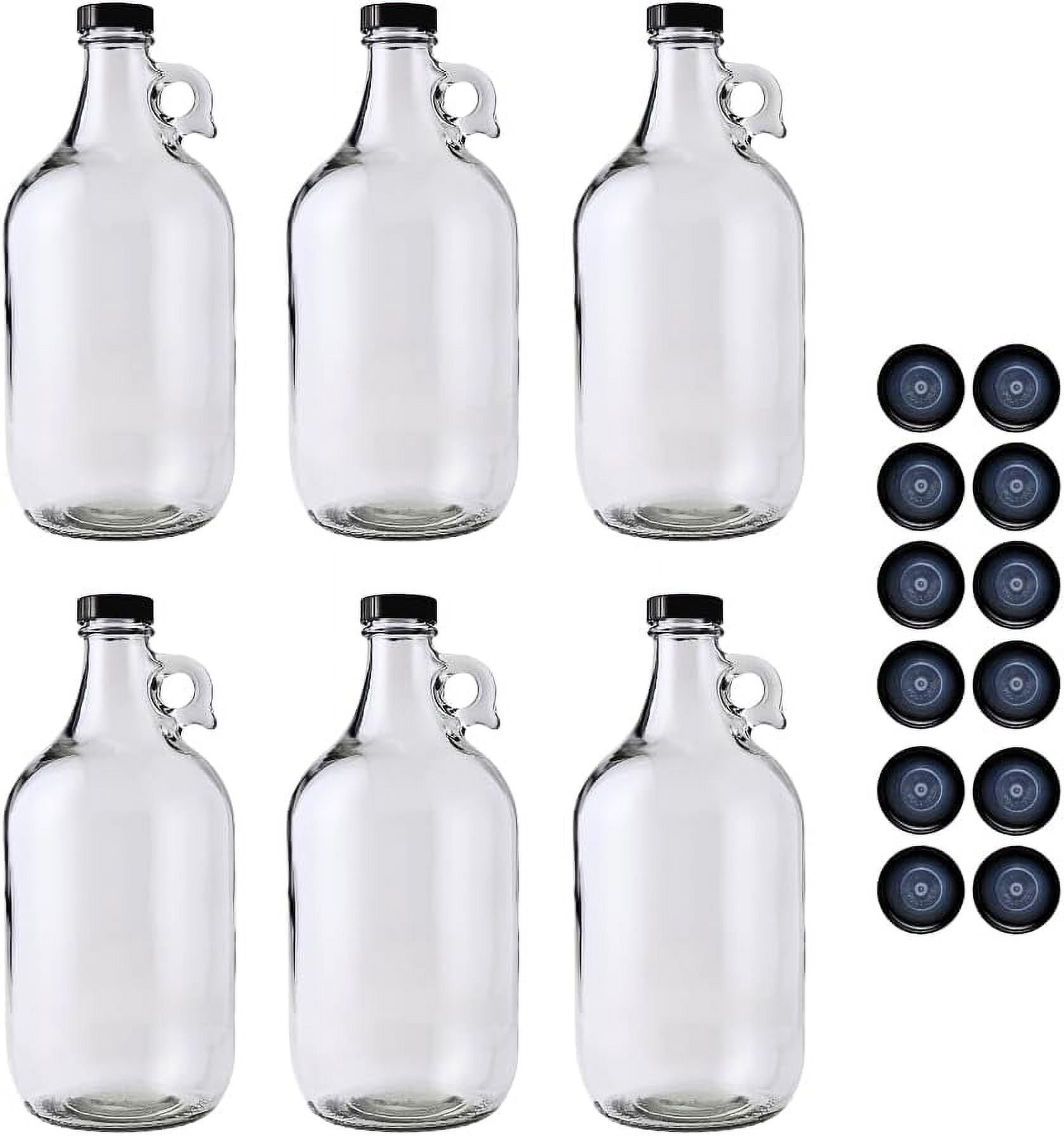 64 oz Growler, 1/2 Gallon Glass Beer Growler with 18 Polyseal caps ...