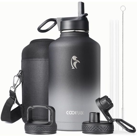 64 oz Insulated Stainless Steel Water Bottle with Straw Lid, Piano ...