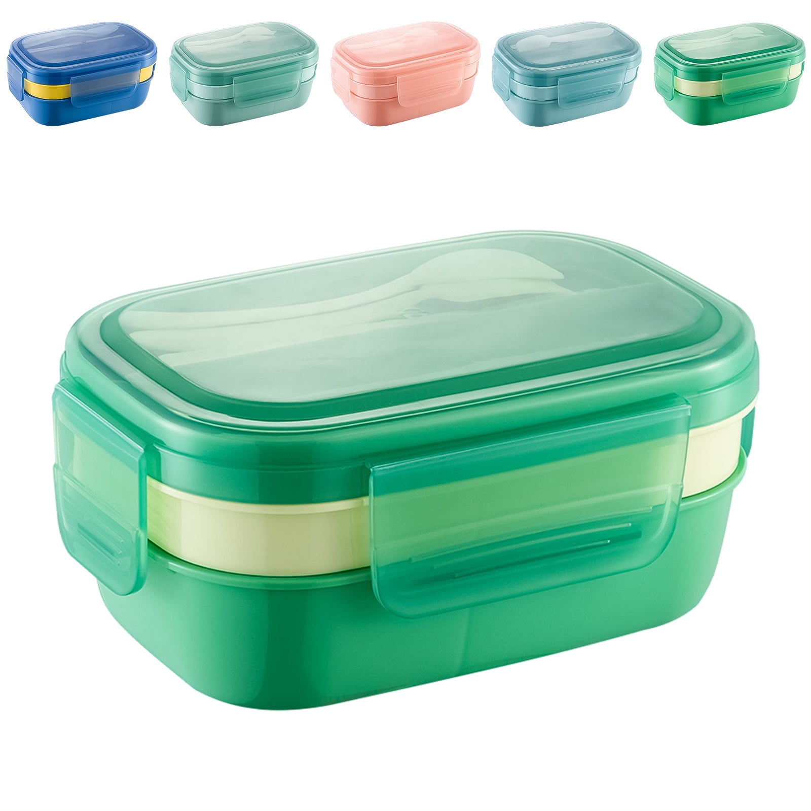 64 oz Lunch Box 3 Layers All-in-One Large Bento Box Microwavable Leak ...