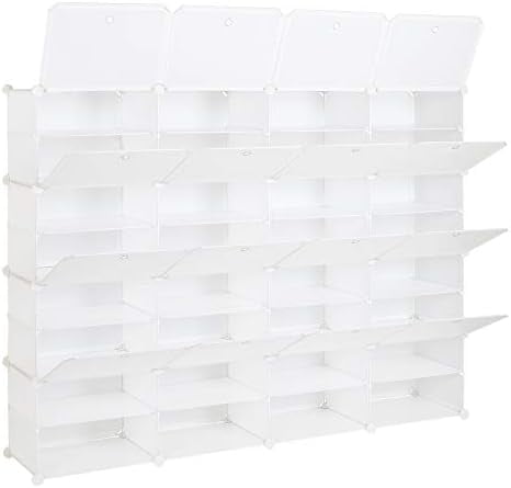 64 pairs portable shoe rack organizer, 8 tier 32 grids shoe storage ...