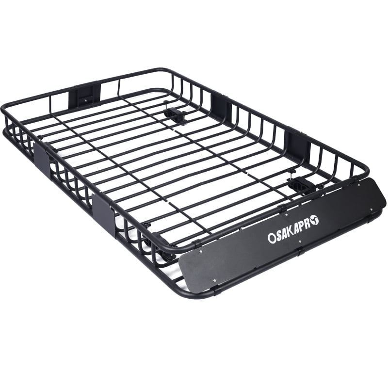 64" x 39" Rooftop Cargo Carrier Basket, Heavy-Duty Black Steel Roof ...