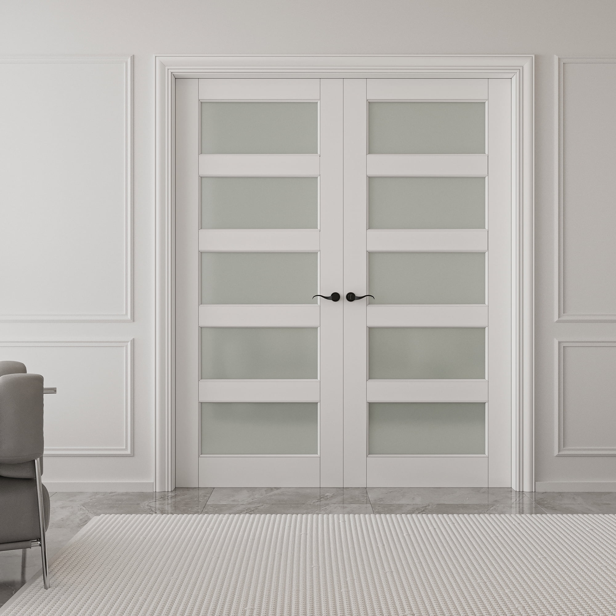 64" x 80" 5-Lite Frosted Glass French door Wood And Manufacturing Wood ...