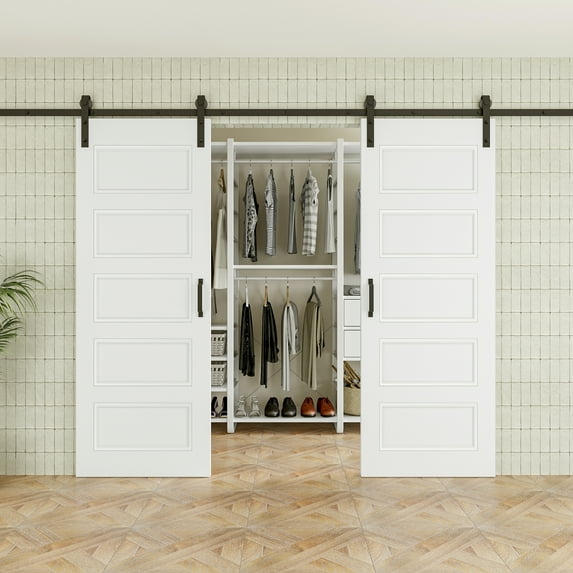 64" x 80" 5-Lite Waterproof White Primed Solid Core Composite MDF Wood ...