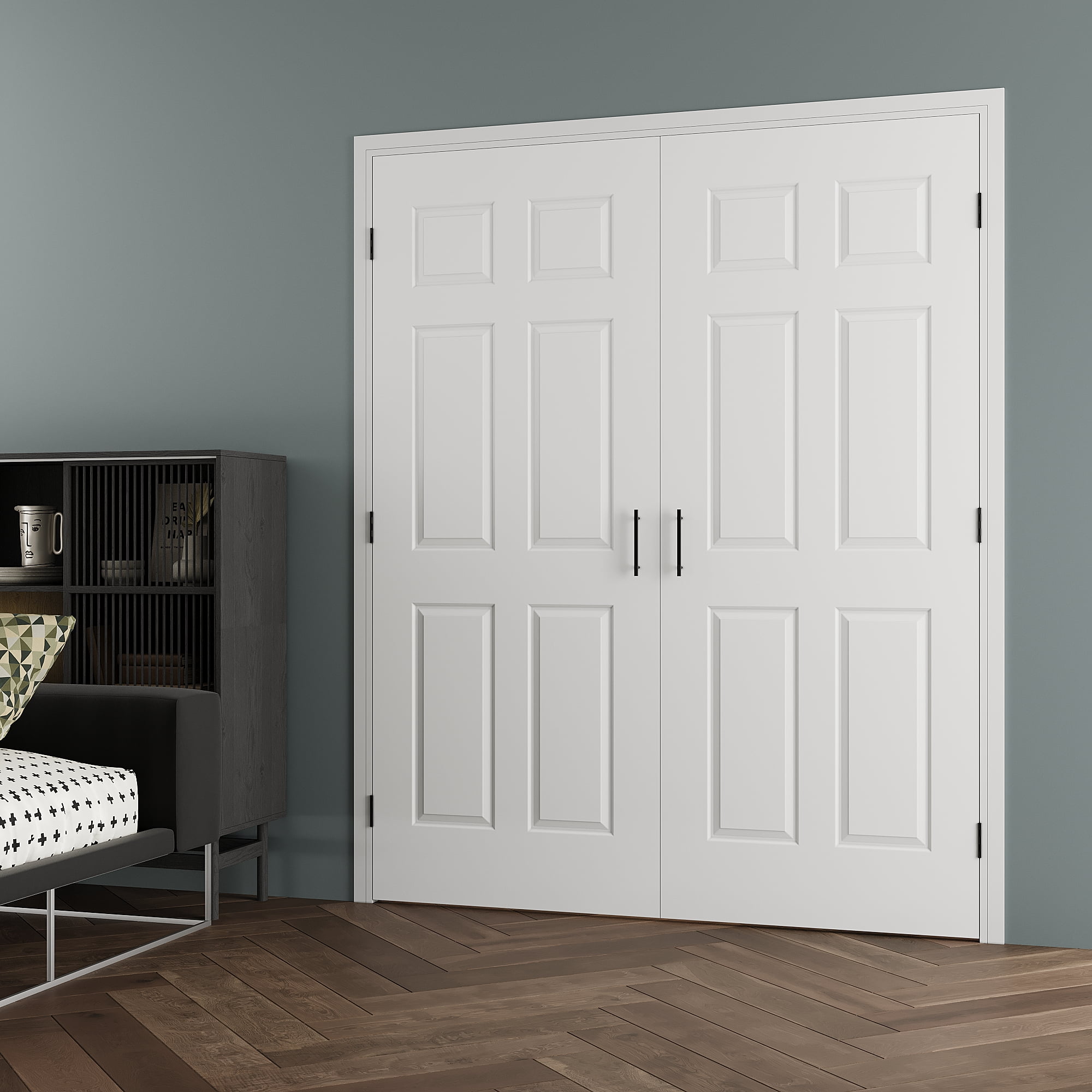 64" x 80" 6 Panel Double Doors with French Door Ready-to-Assemble Jamb ...