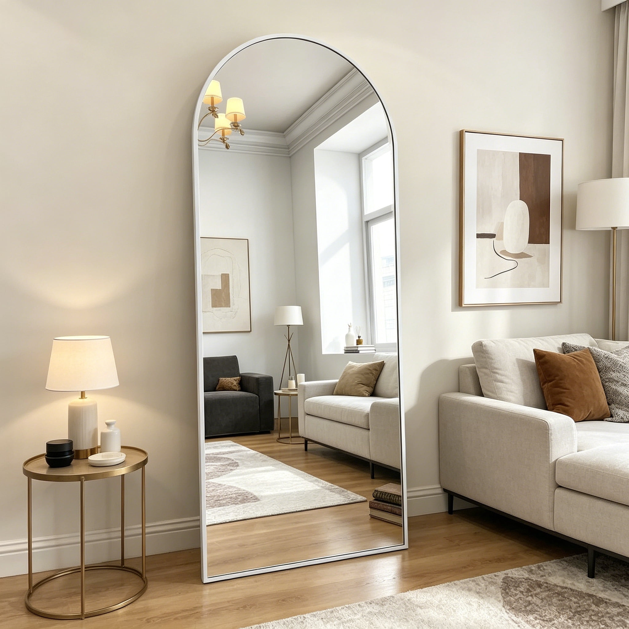 64"x21" Arch Full Body Floor Mirror, Full Length Mirror Hanging or ...