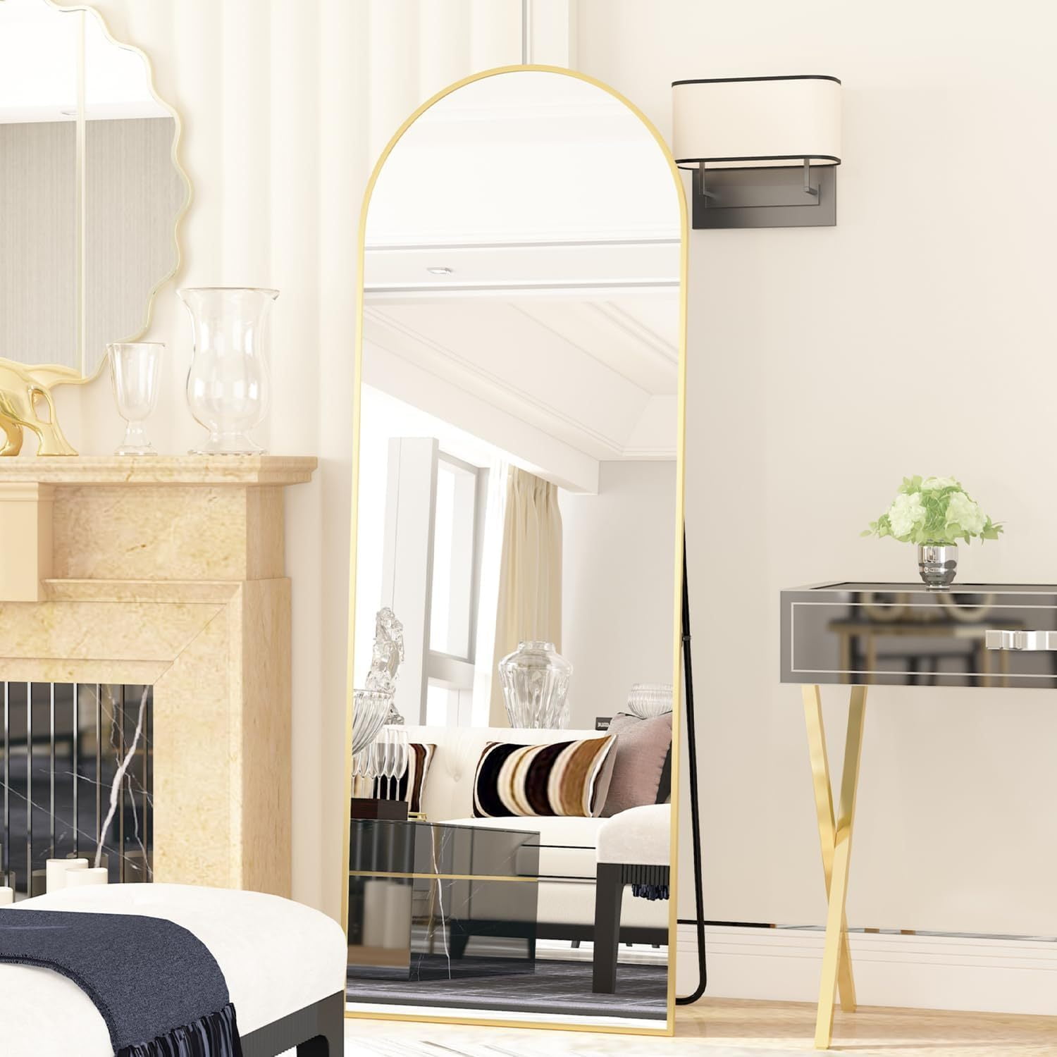 64"x21" Arched Floor Mirror Full Length Mirror, Full Body Wall Mirror ...