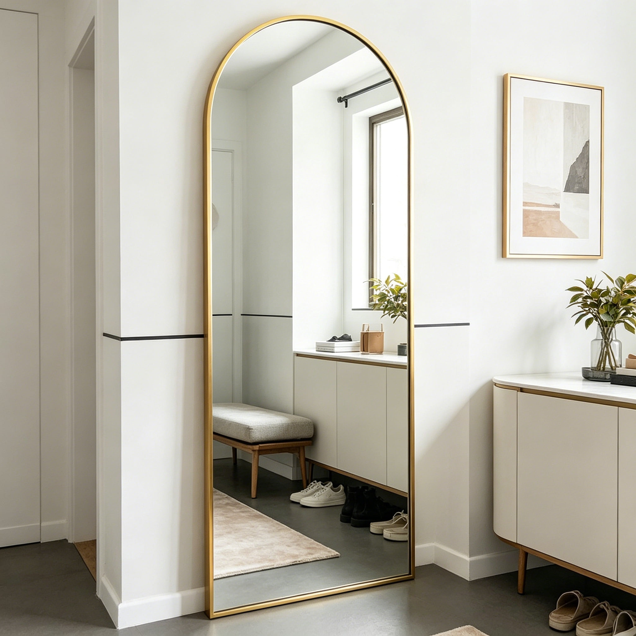 64"x21" Arched Full Body Mirror, Hanging, Leaning or Standing, Wall ...