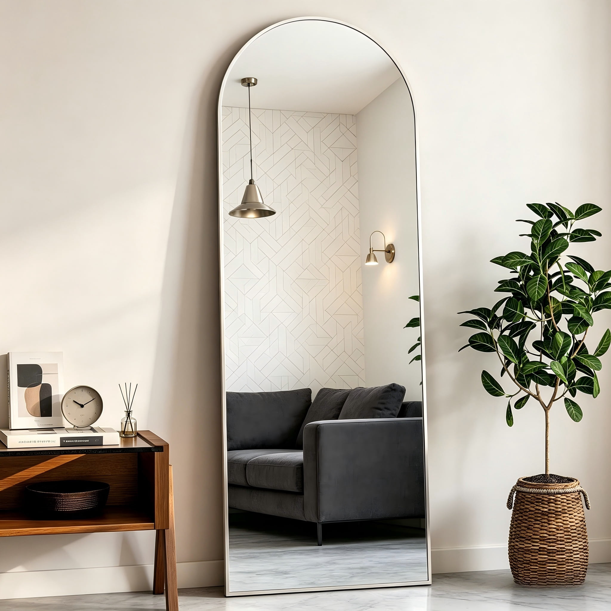 64"x21" Arched Full Length Mirror, Free Standing Floor Mirror, Leaning ...