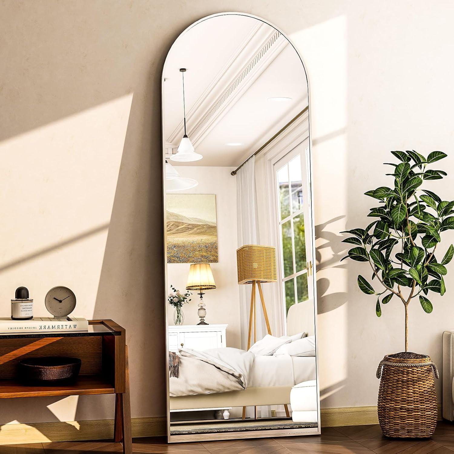 64"x21" Arched Full Length Mirror Free Standing Floor Mirrors Leaning ...