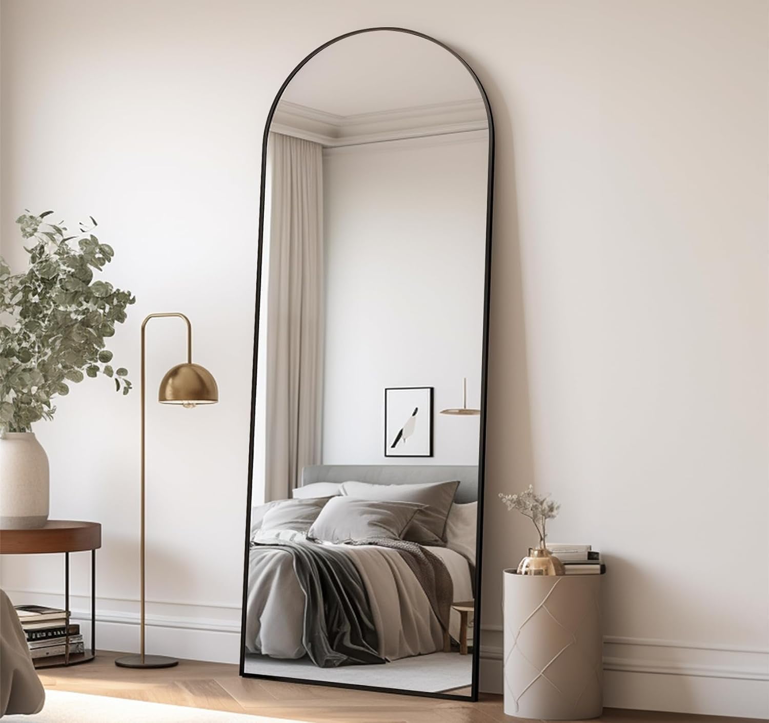 64''x21'' Arched Full Length Mirror with Stand, Full Body Mirror ...