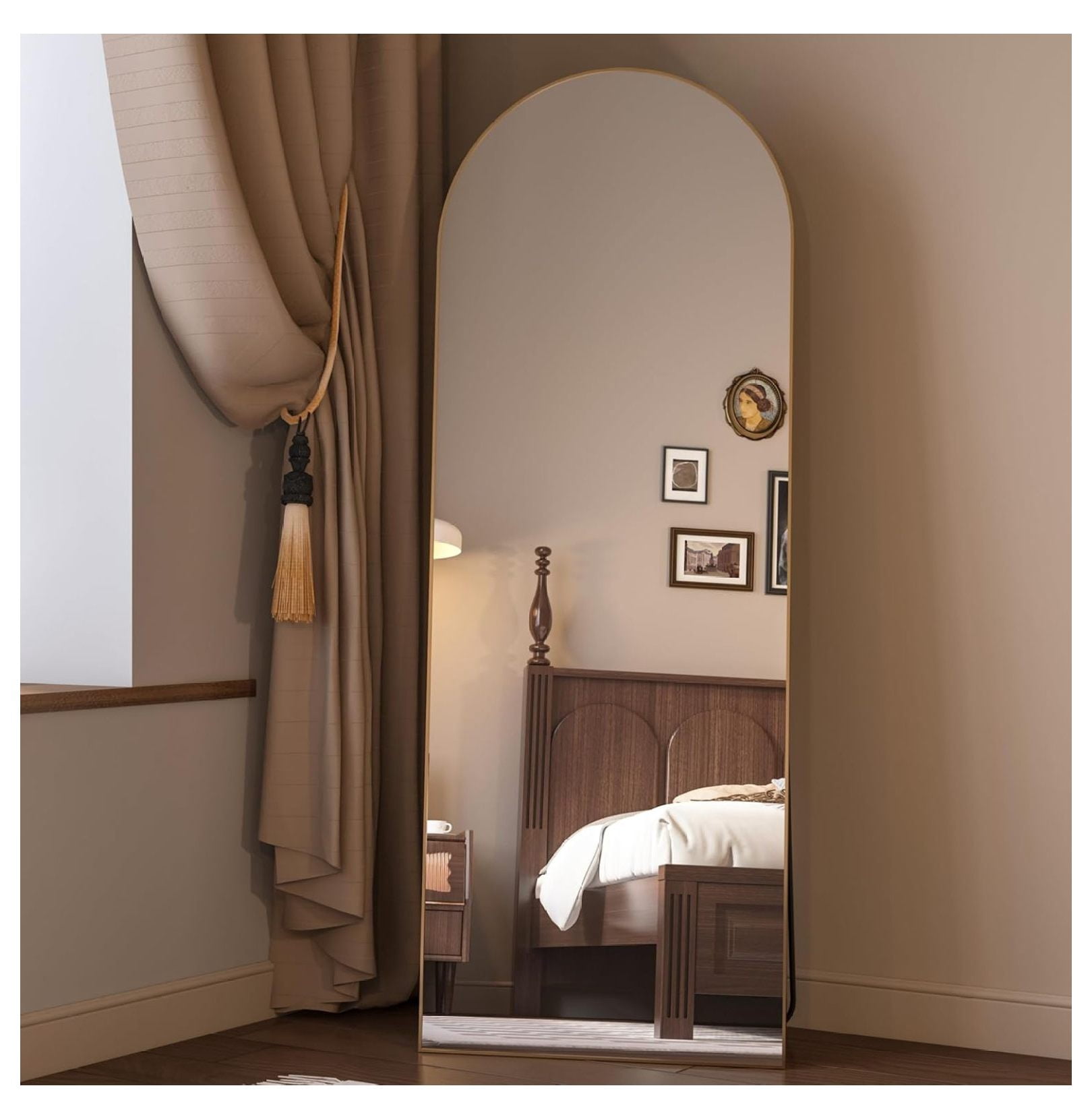 64"x21" Full Length Mirror, Arched Floor, Full Body, Aluminum Frame ...