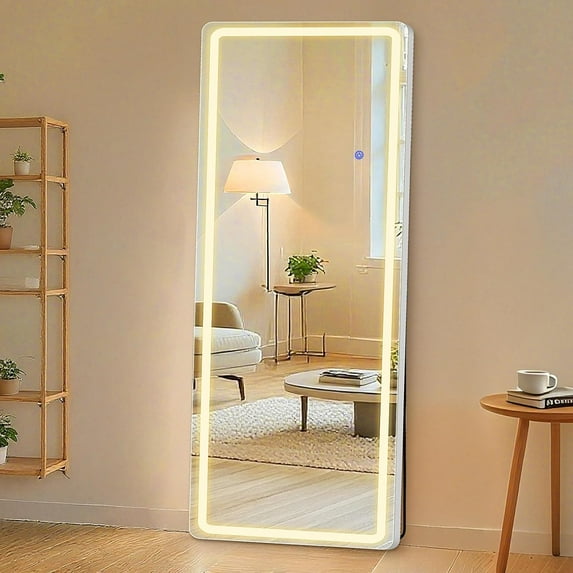 **64"x21" full length standing mirror with led lights, lighted floor ...