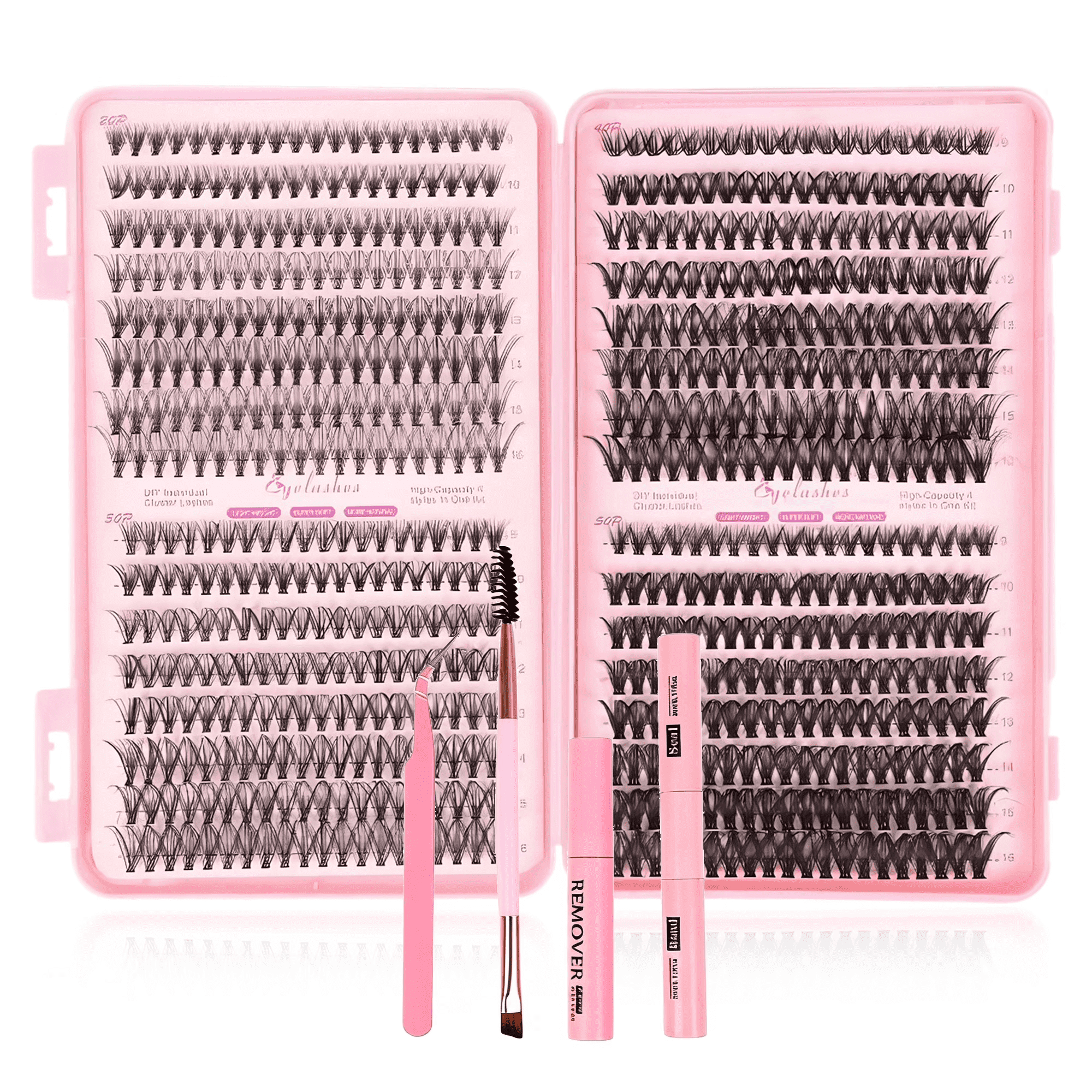 640PCS Cluster Lash Extension Kit, 30D-60D Mixed 9-16mm DIY Individual ...