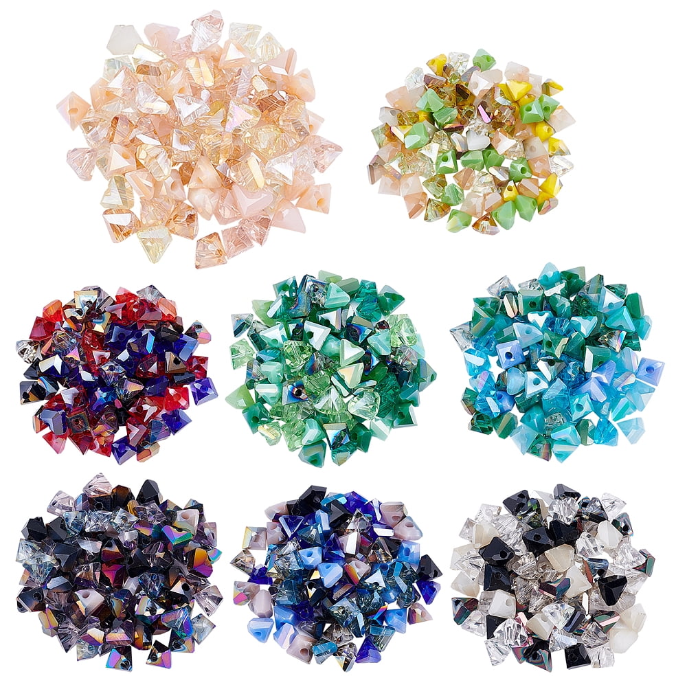 640pcs 8 Color Faceted Triangle Beads Electroplate Glass Spacer Beads ...