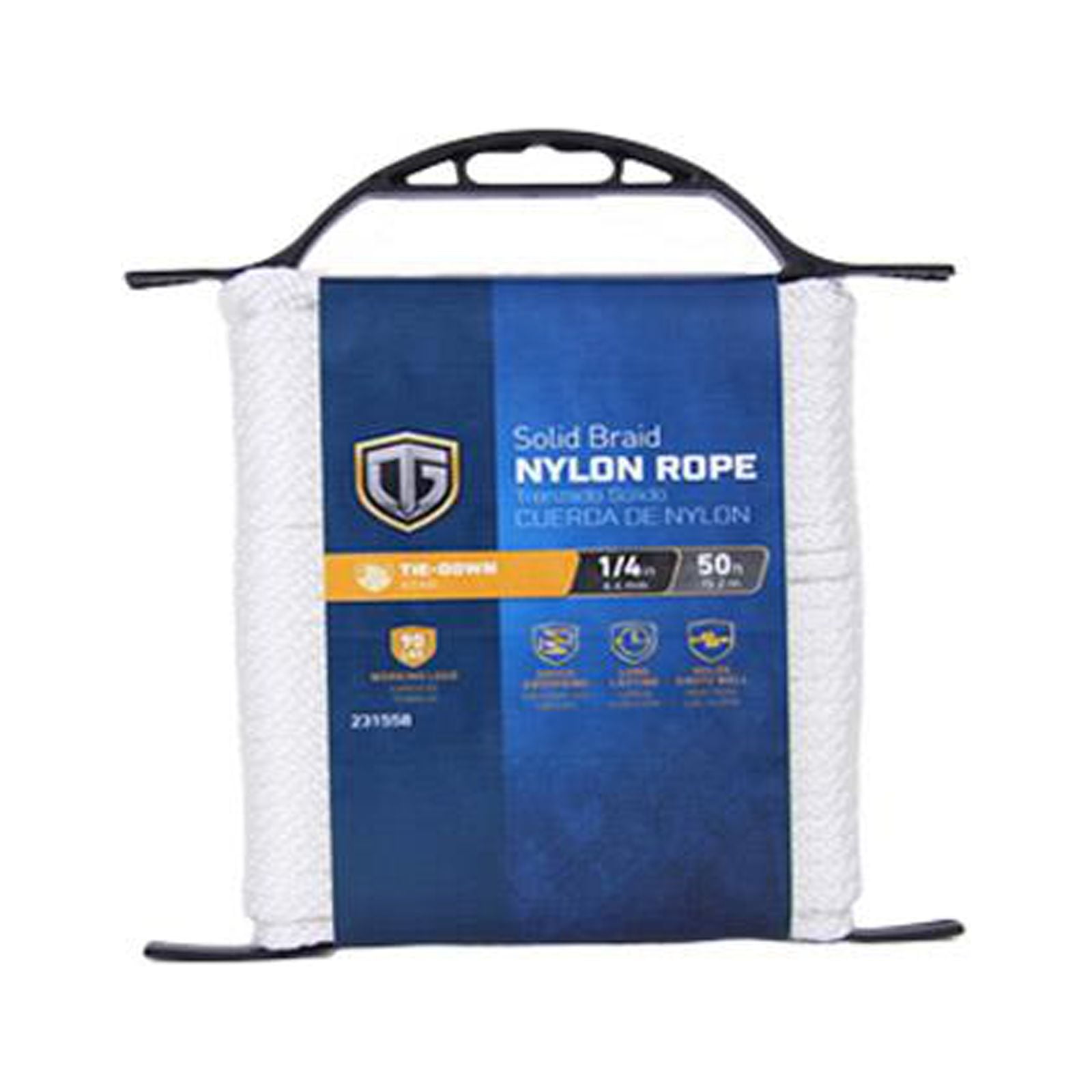 642191 Nylon Polypropylene Rope, Smooth Braid, White, 1/4-In. x 50-Ft ...