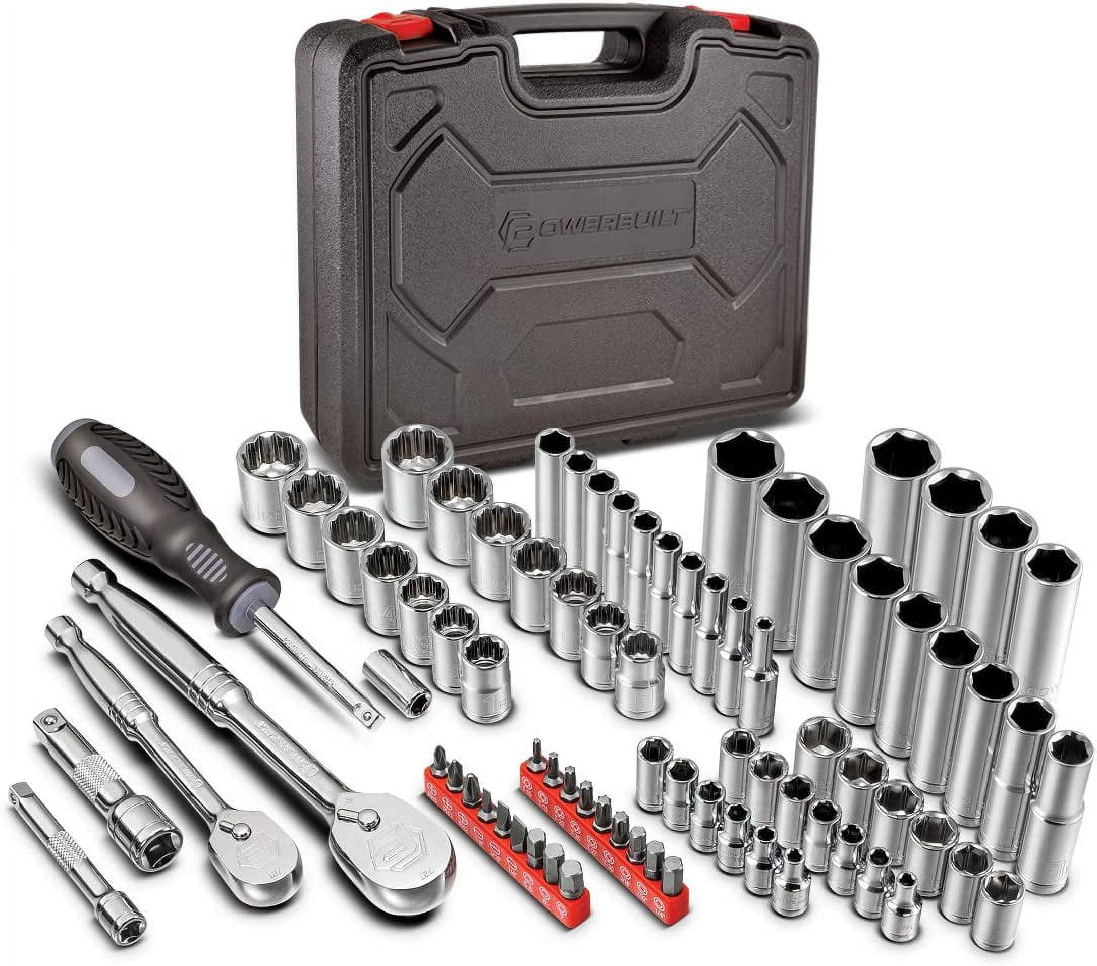 642452 80 Piece 1/4-inch and 3/8-inch Drive Mechanics Tool Set - with ...