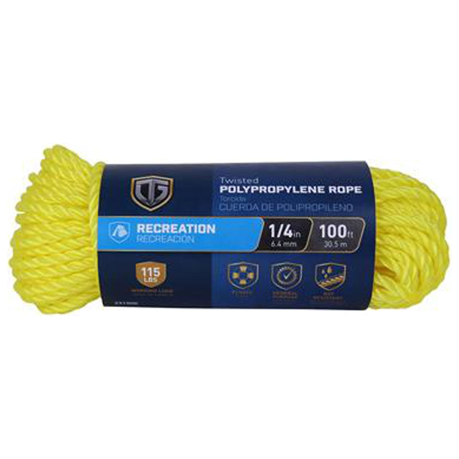 643681 Twisted Polypropylene Rope, Yellow, 1/4 In. x 100 Ft. - Quantity ...