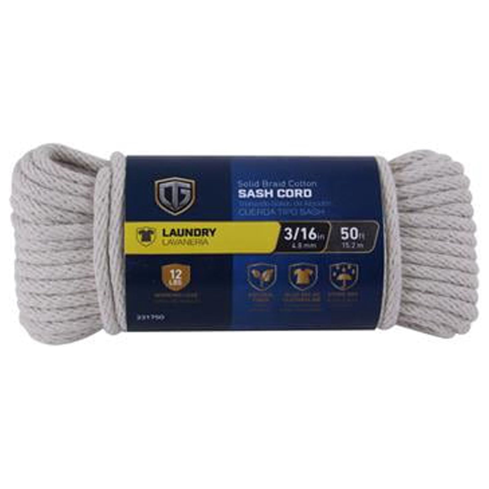 643991 Sash Cord, Smooth Braided Cotton, 3/16-In. x 50-Ft. - Quantity ...