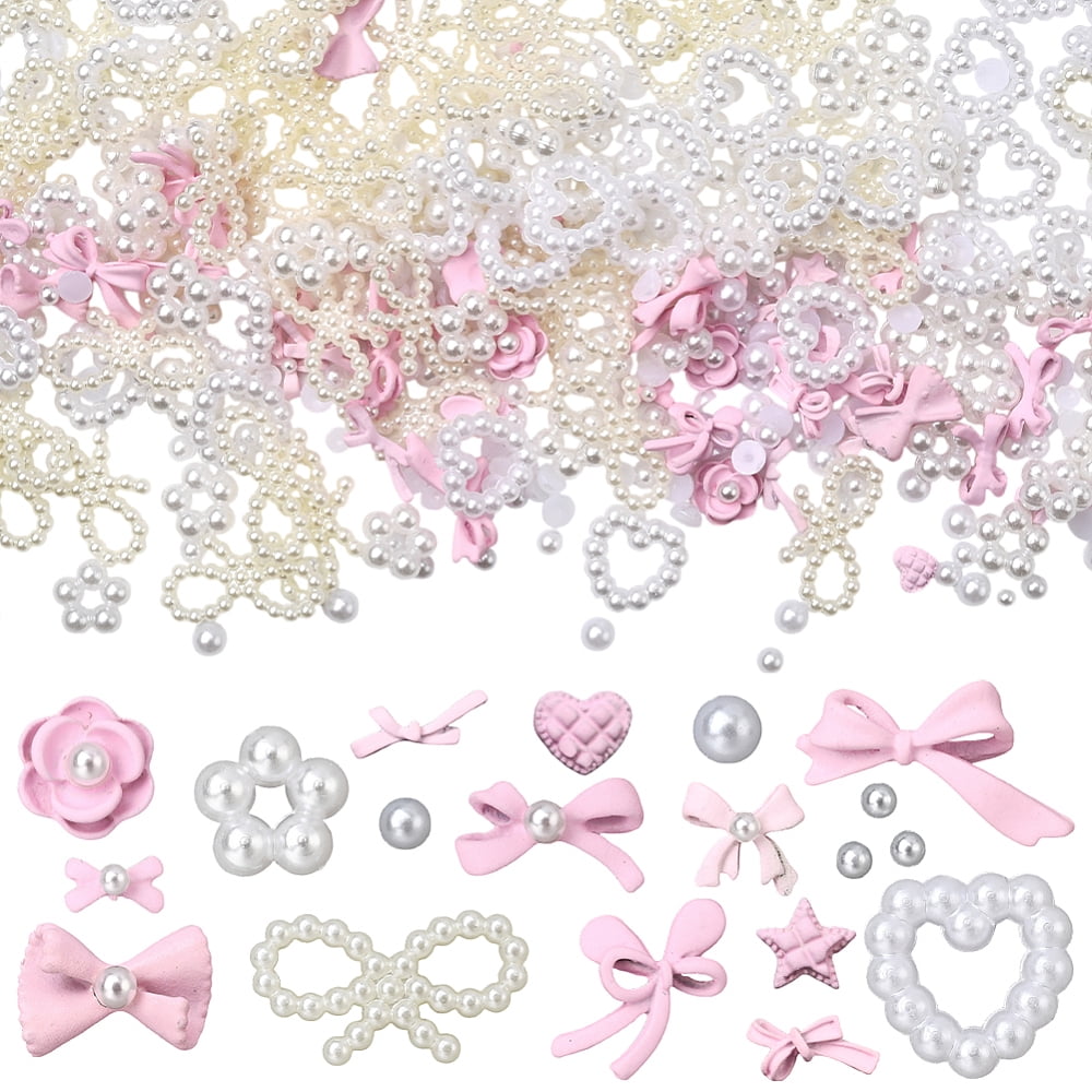 644Pcs Alloy & Acrylic & Plastic Imitation Pearl Cabochons Nail Art ...
