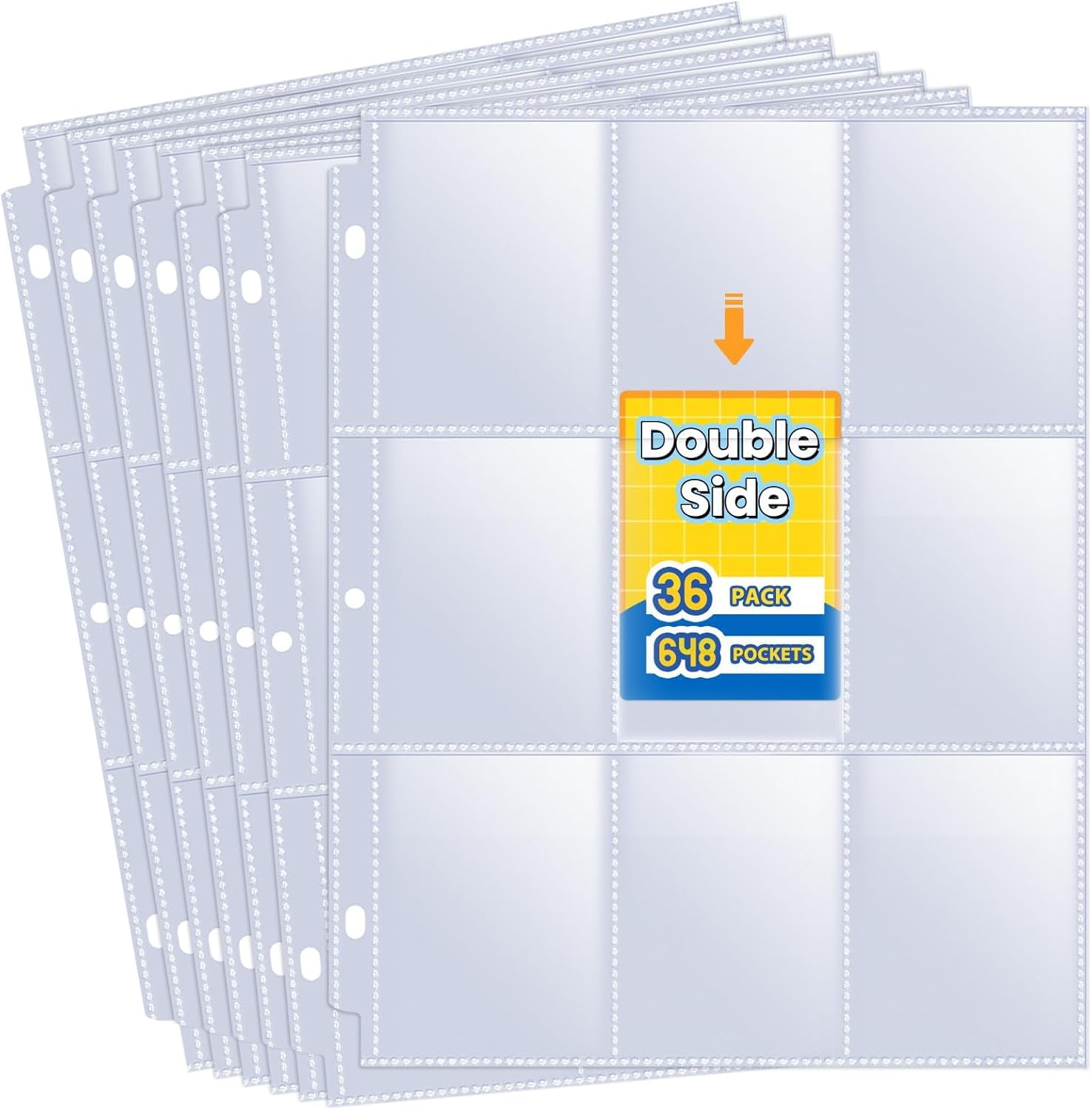 648 Pockets Double Side Trading Card Sleeves, 9 Pocket Sleeves Binder ...