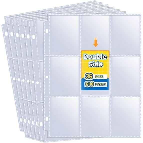 648 Pockets Double Side Trading Card Sleeves, 9 Pocket Sleeves Binder ...