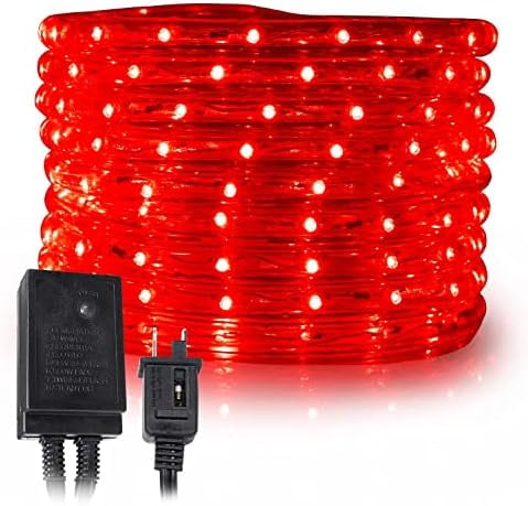 648leds, 60ft led 1/2” red rope light w/ 8 mode controller, connectable ...