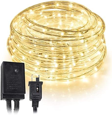 648leds, 60ft led 1/2” warm white rope light w/ 8 mode controller ...