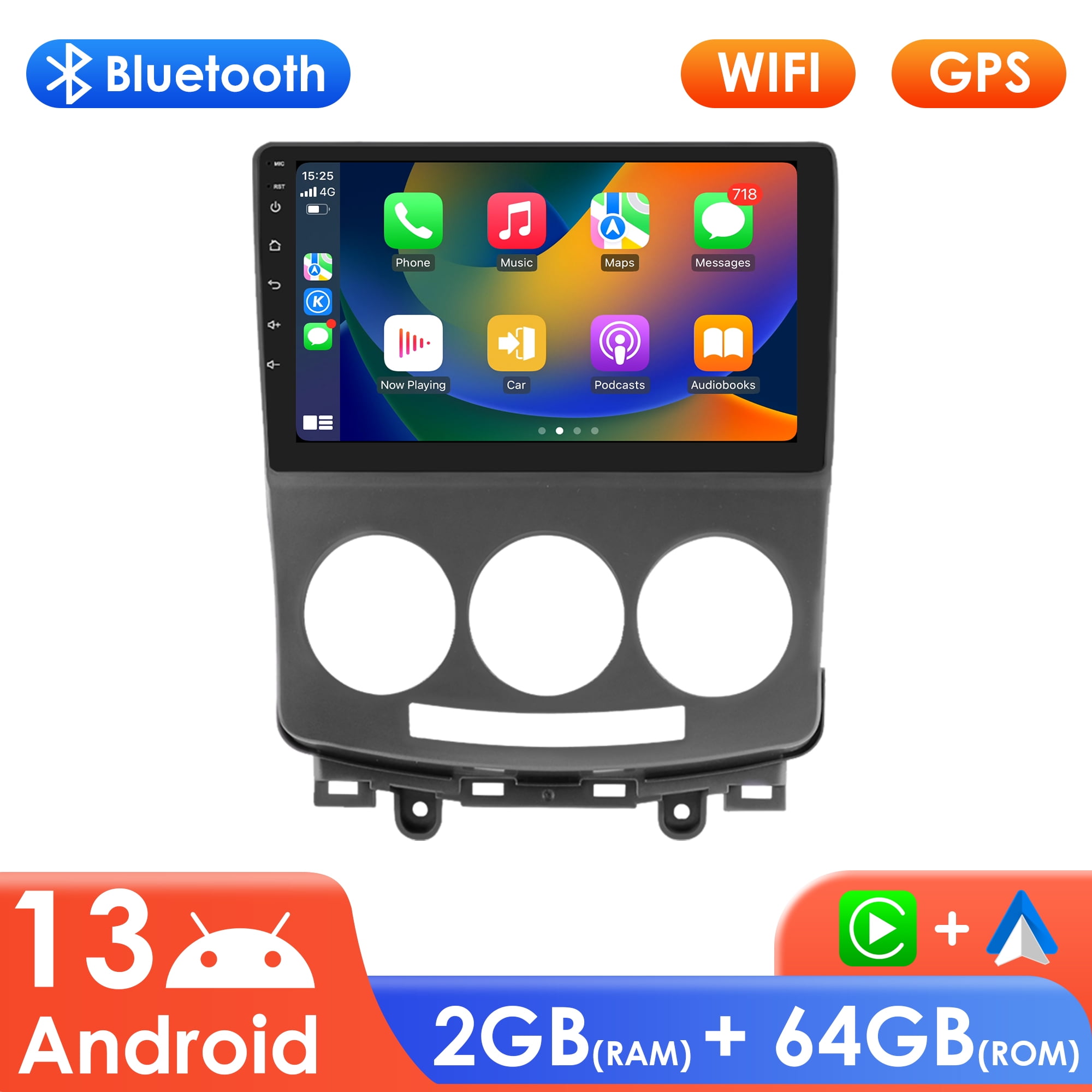 64GB Android 13 Bluetooth Apple CarPlay Wifi AUX 9" Touch Screen Car ...