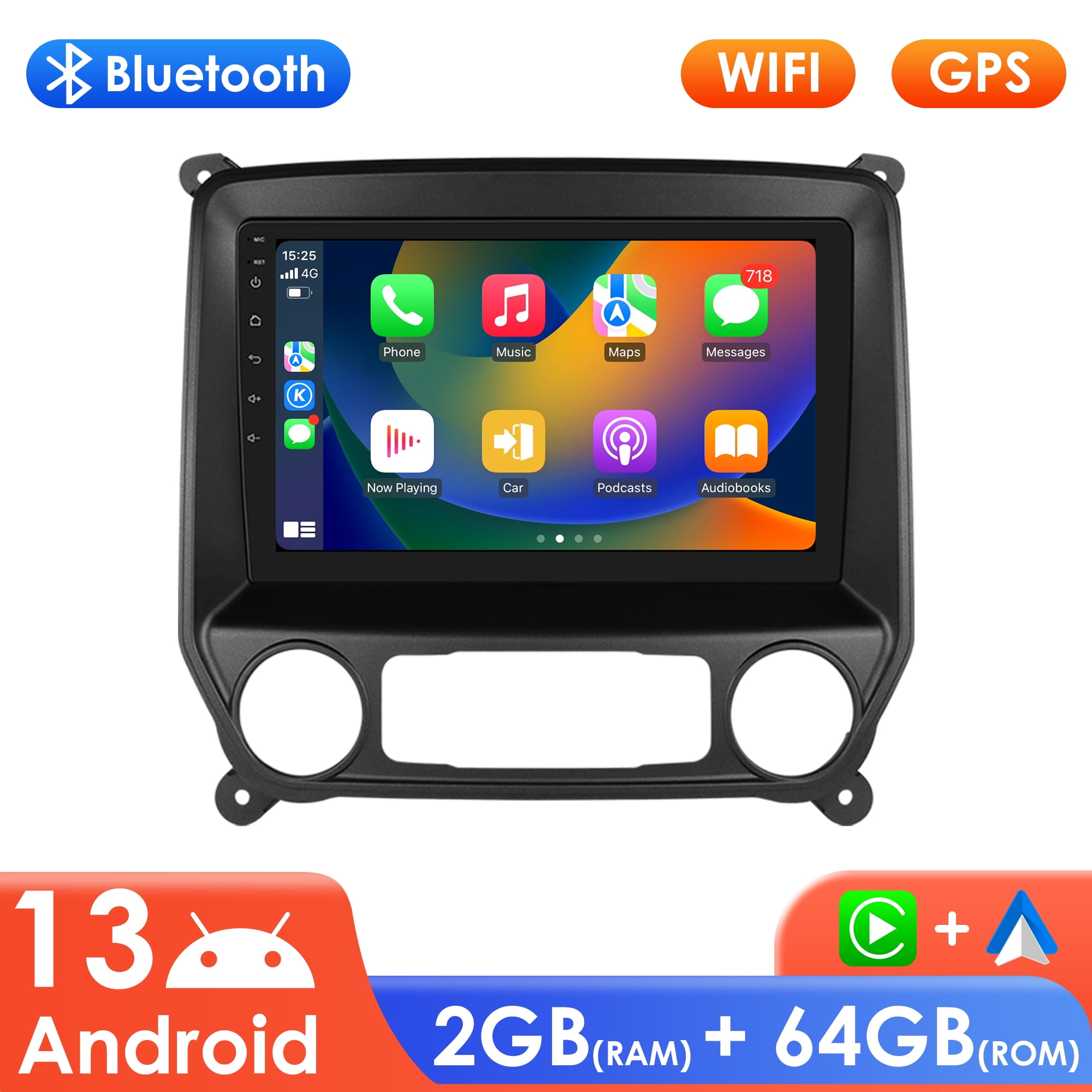 64GB Android 13 Bluetooth Apple Carplay Wifi RDS Car Stereo Radio Head ...