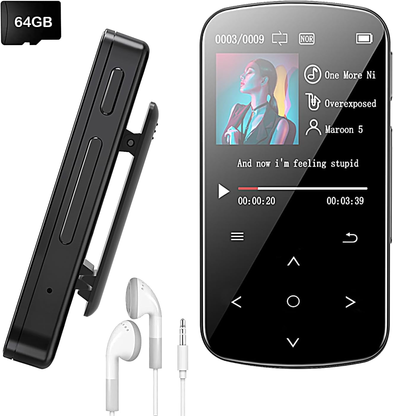 64GB Clip MP3 Player with Bluetooth, Sport Music MP3 MP4 Player with FM ...