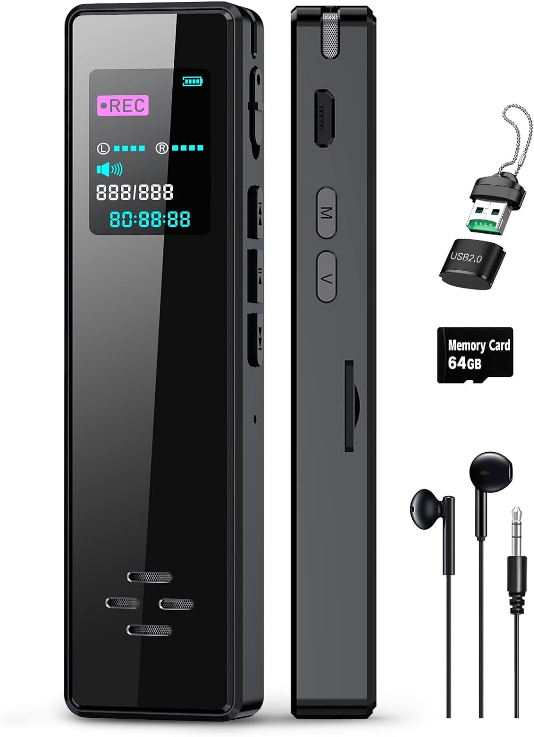 64GB Digital Audio Voice Recorder for Lectures Meetings, Voice ...