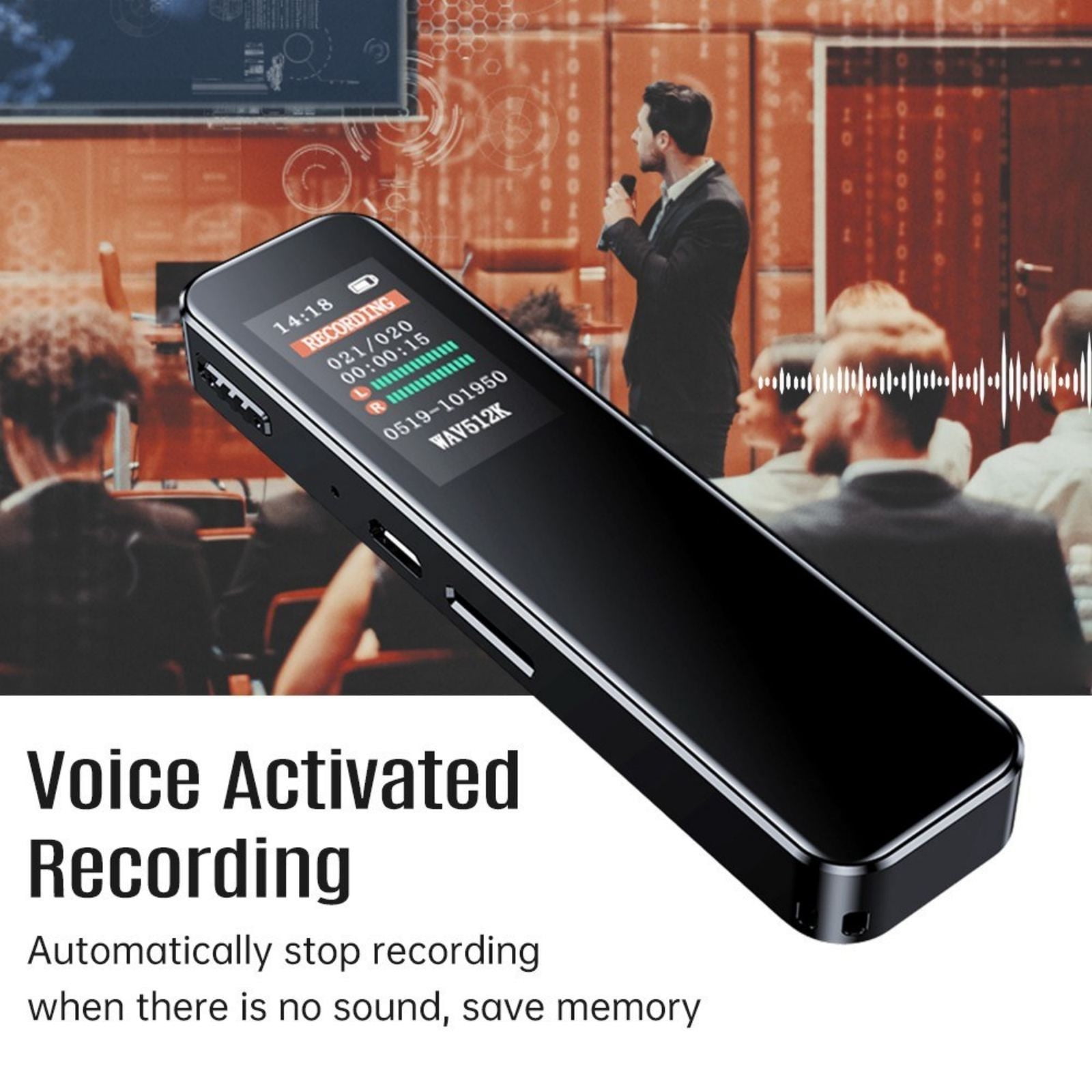 64GB Digital Voice Recorder – MP3 Player, Built-in Speakers, Password ...