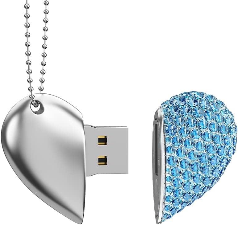 64GB Heart Shape USB 2.0 Flash Drive Crystal Memory Stick Thumb Drive ...