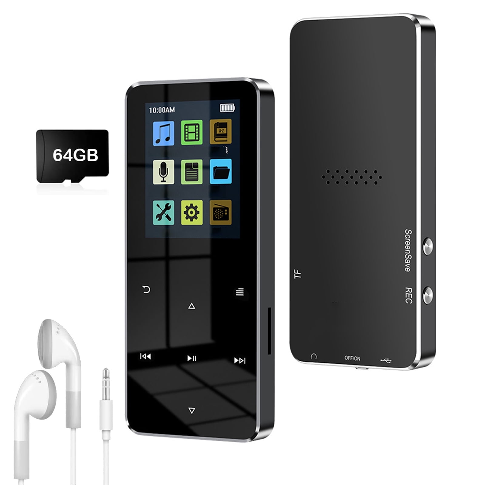 HQinX 64GB MP3 Player with Bluetooth 5.2, Portable Music Player with ...