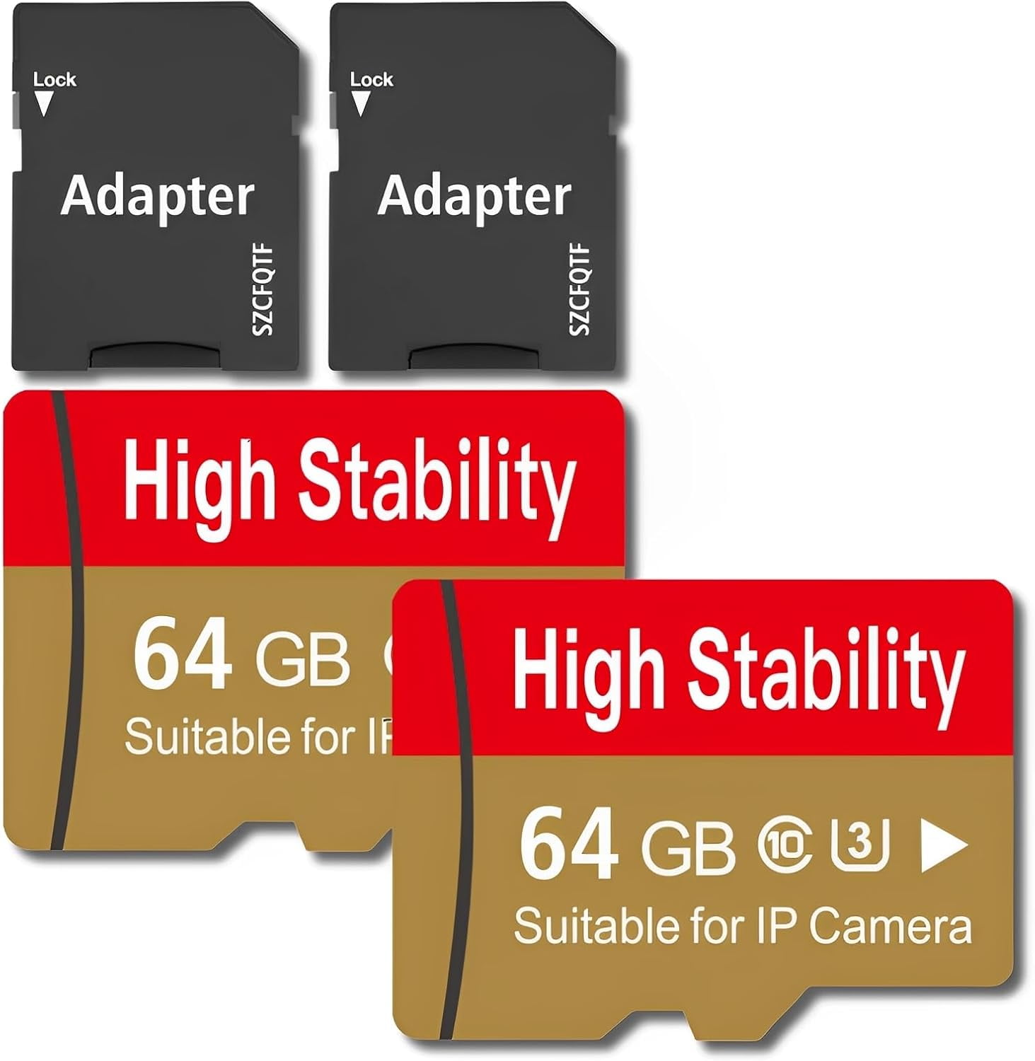 64GB Micro Memory SD Card TF U3 V30 C10 4K UHD High Stability for Security Camera/Dash cam ...