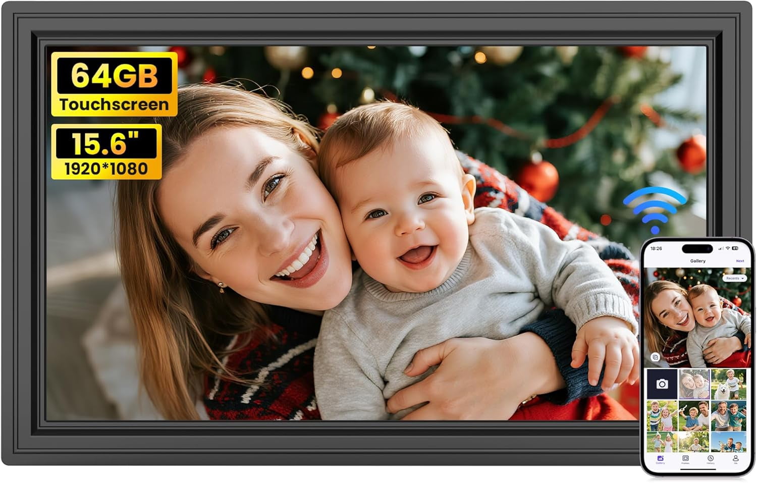 64GB Uhale 15.6" Digital Picture Frame, Large WiFi Electronic Photo ...