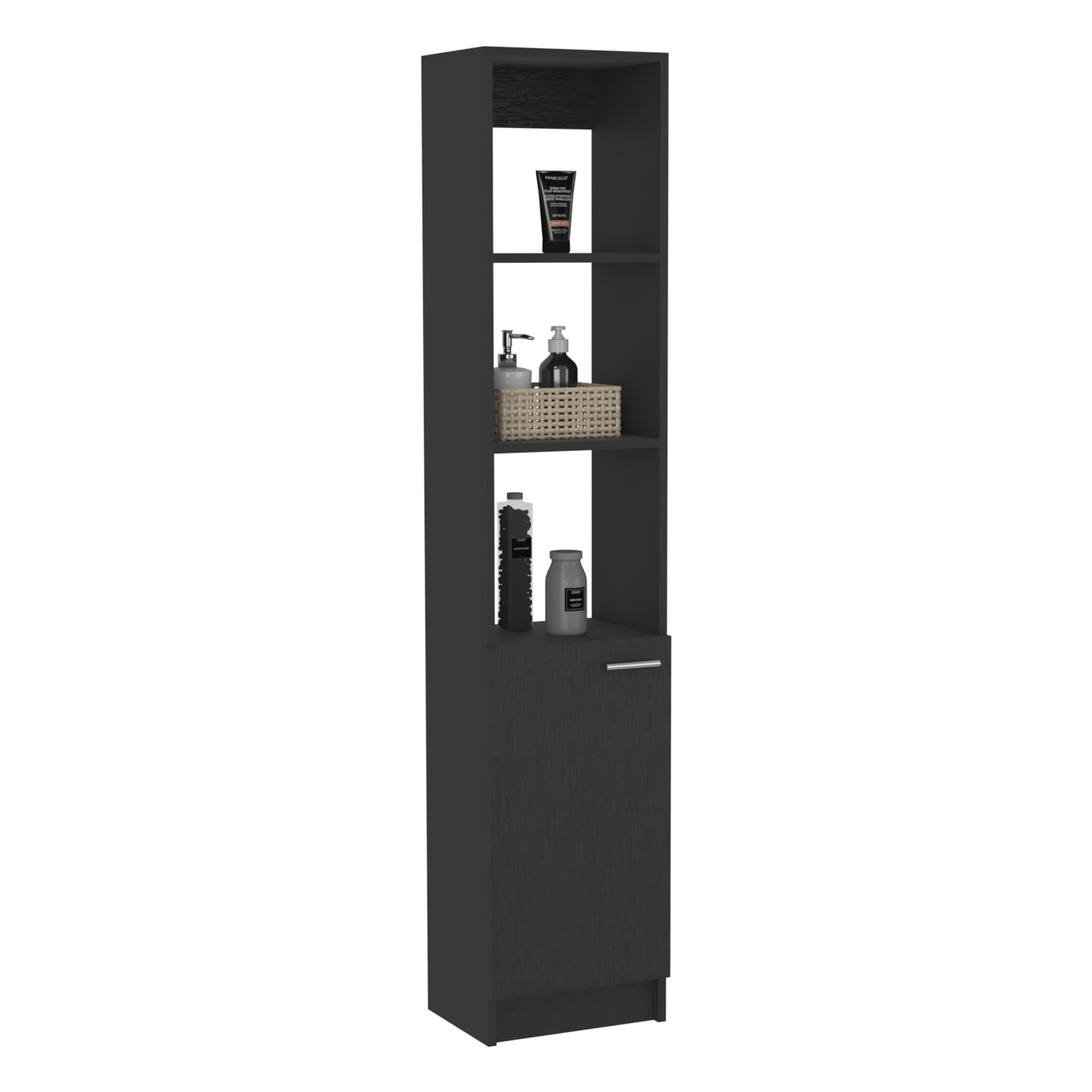 64H" Linen Single Door Cabinet, Three External Shelves, Two Interior ...