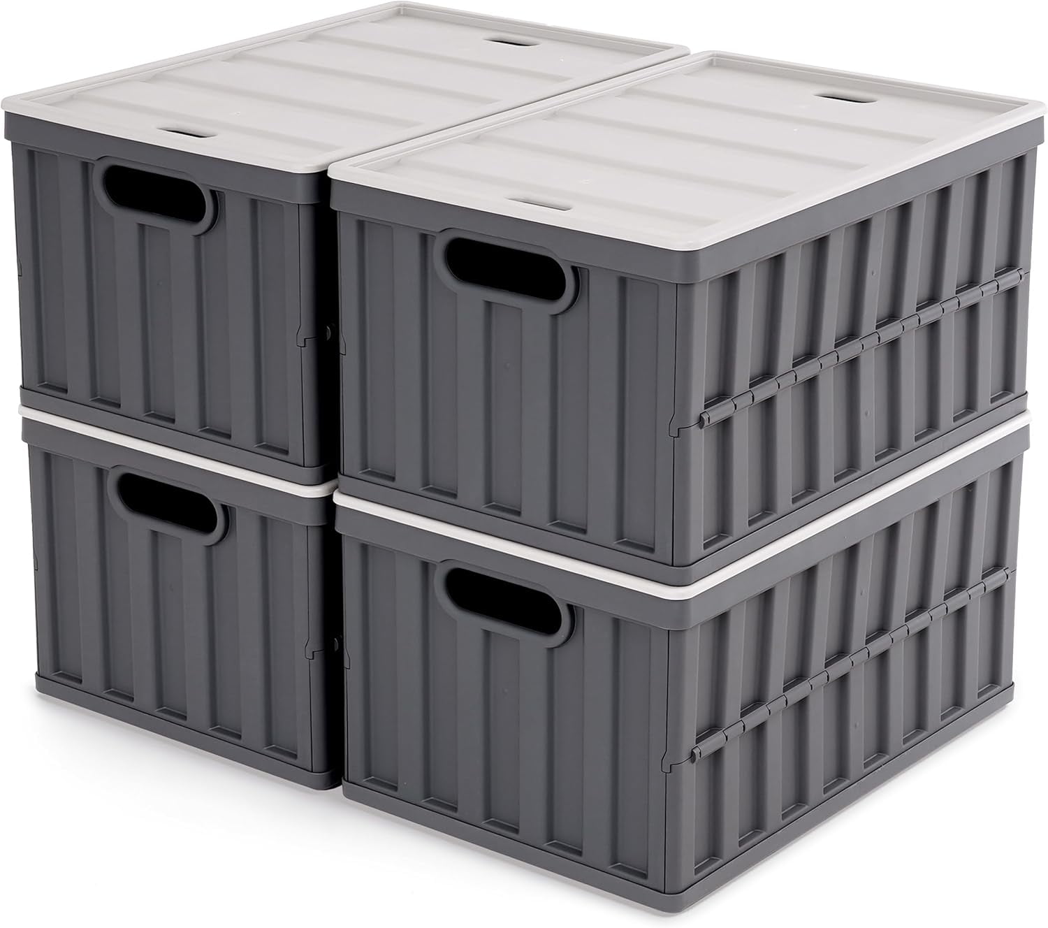 64L Collapsible Storage Bins with Lids Plastic Storage Containers for ...