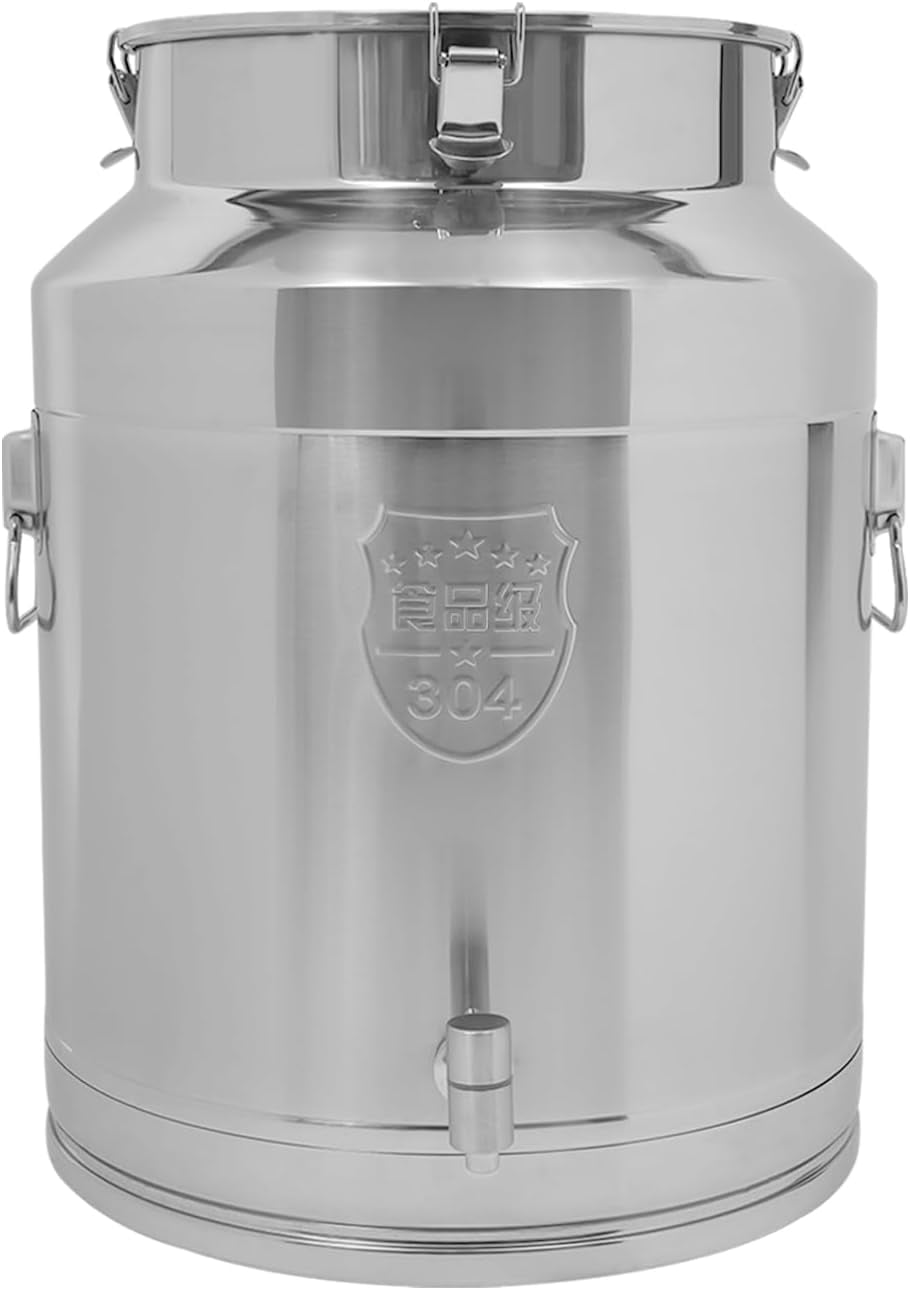 64L Stainless Steel Milk Can with Spigot, 16.91 Gallon Water Beverage ...