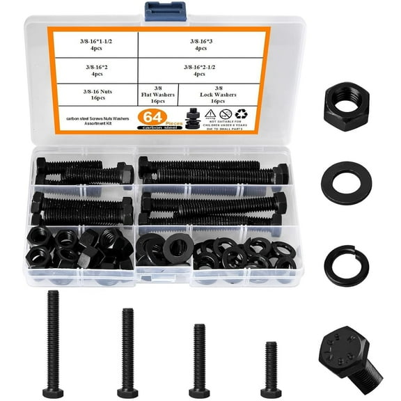 Bolts, Nuts, and Washer Assortment Kit - 120 pcs Nuts and Bolts Assortment Kit, Nut Bolt and ...