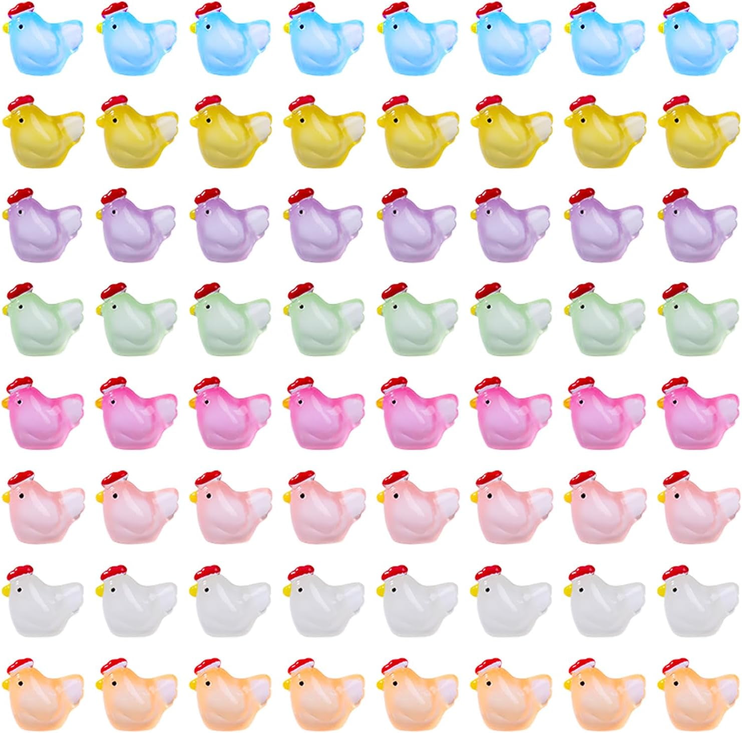 64PCS Mini Luminous Resin Chicken, Tiny Chicken Figurines Resin ...