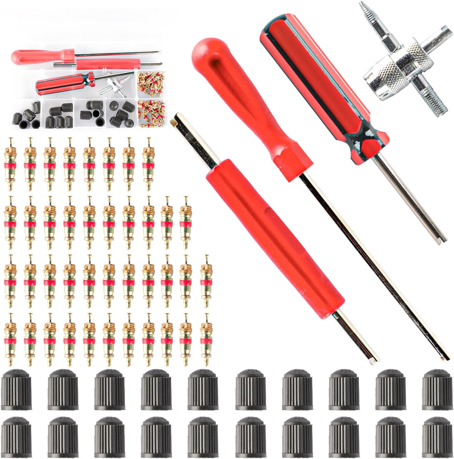 64PCS Tire Valve Stem Removal Tool, Spool Removal and Installation Tool ...